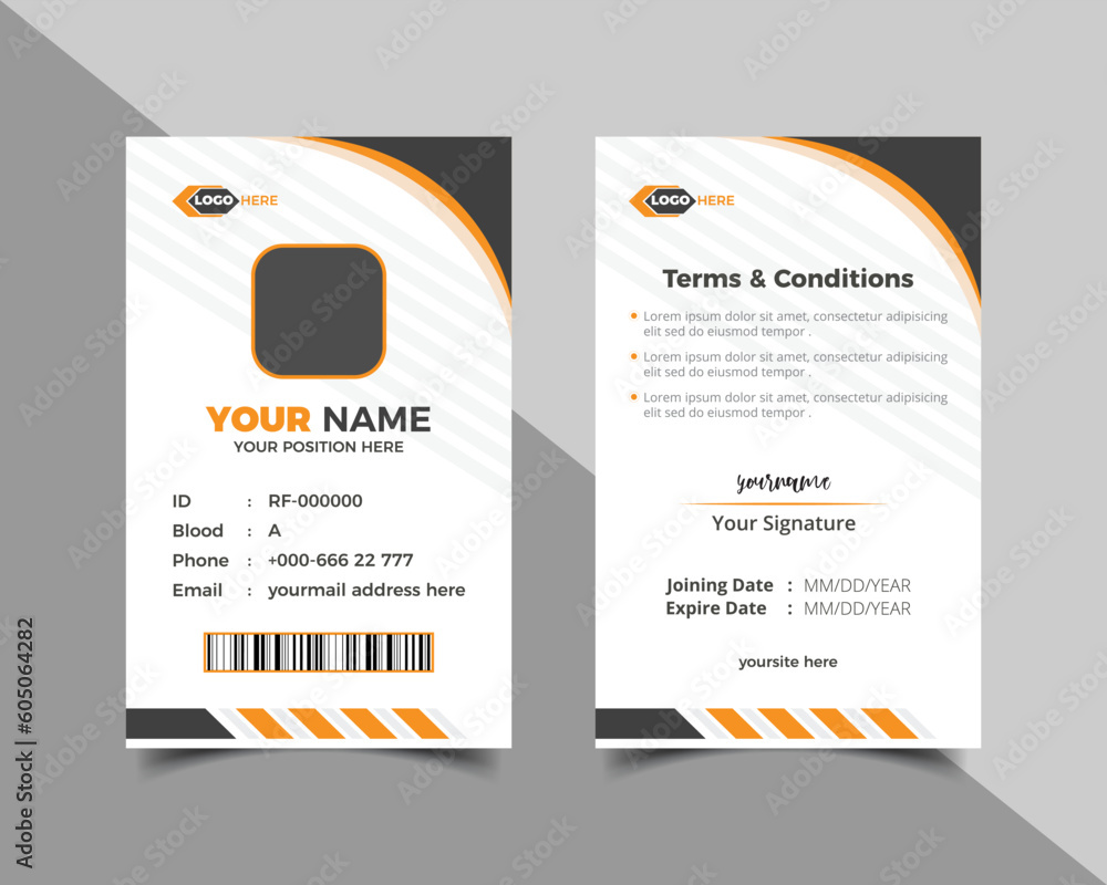 Corporate ID card design template. Simple id card design template ...