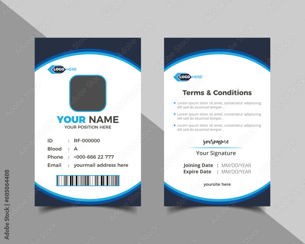 Corporate ID card design template. Simple id card design template ...