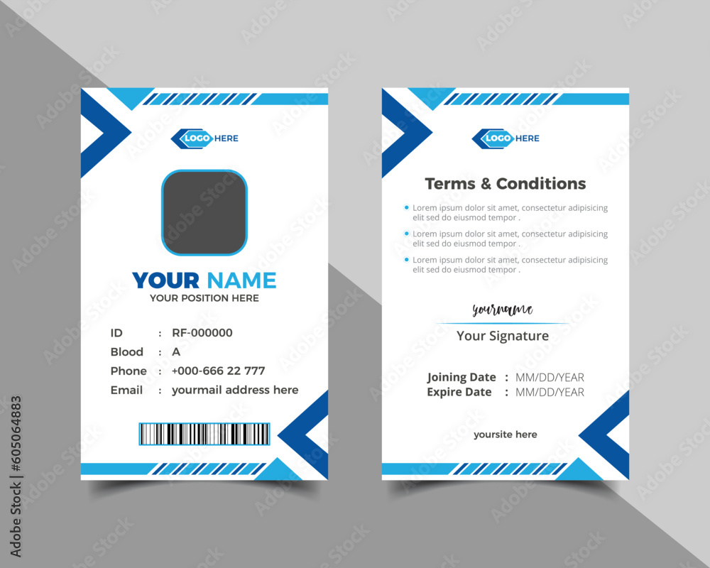 Corporate ID card design template. Simple id card design template ...