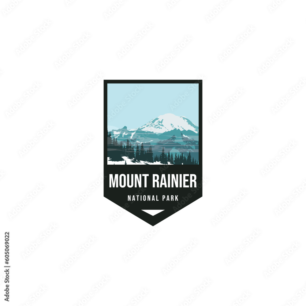Mount Rainier National Park emblem patch logo sticker vector ...