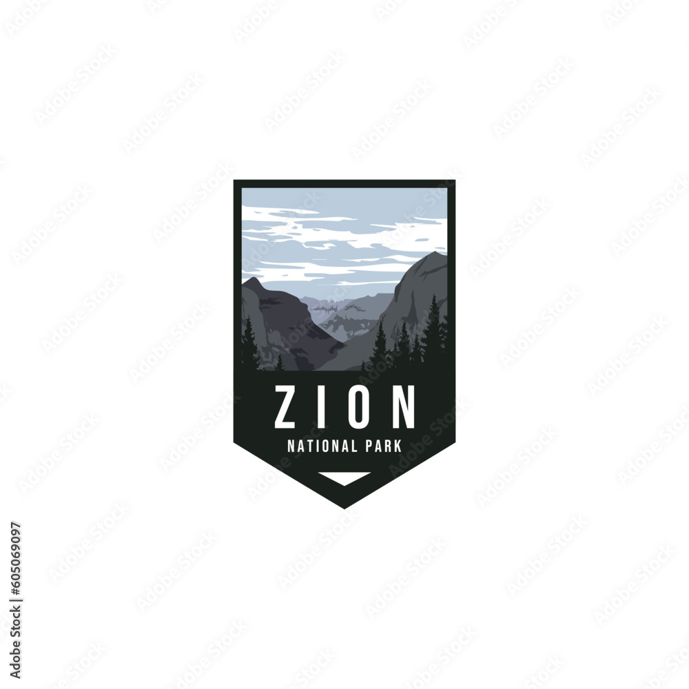 Zion National Park emblem patch logo sticker vector illustration Stock ...