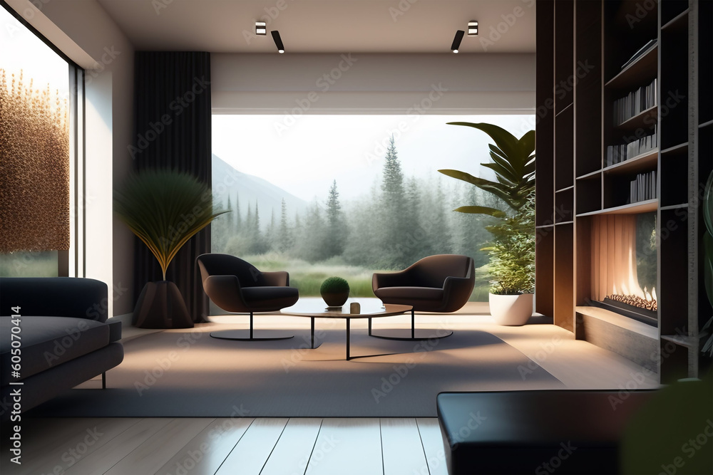 Sala de Estar Lujoso con Muebles de Diseño, Techos Altos y Elegantes ...