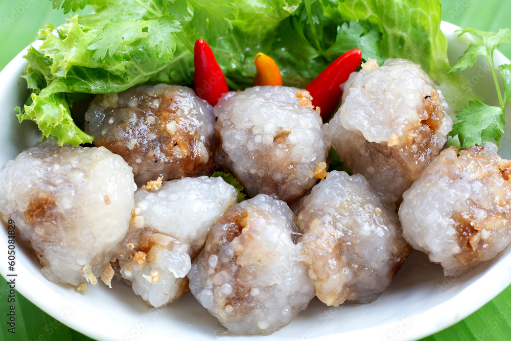 Tapioca balls with pork filling Stock Photo | Adobe Stock