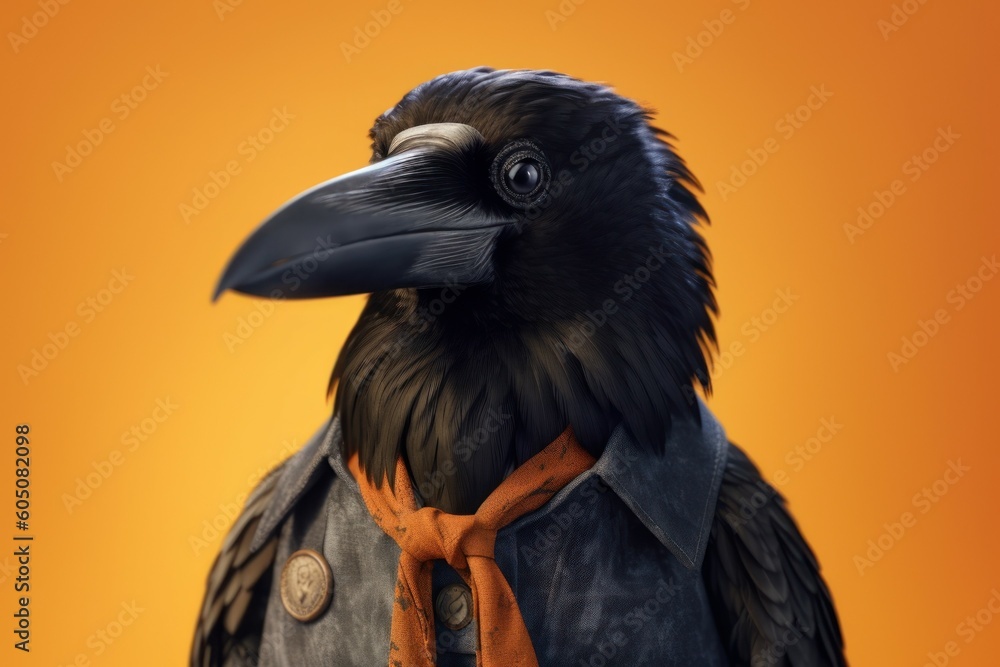 Anthropomorphic Black Crow dressed in human clothing. humanized animal ...