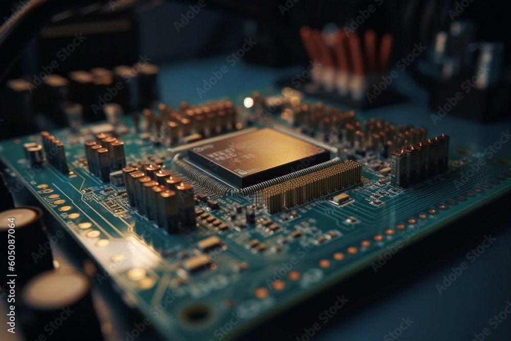 Microprocessor Test Sample Examined Microchips Under Microscope Pcb