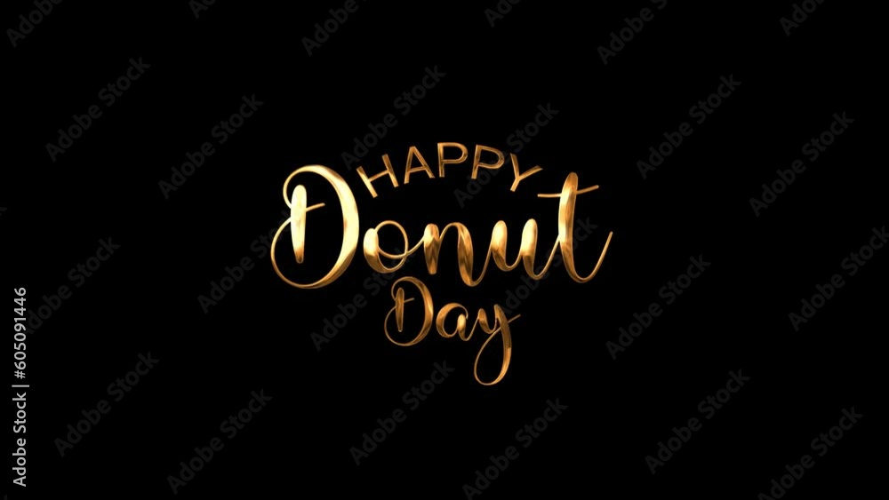 happy donut day animated text in gold color. Perfect for greeting card ...