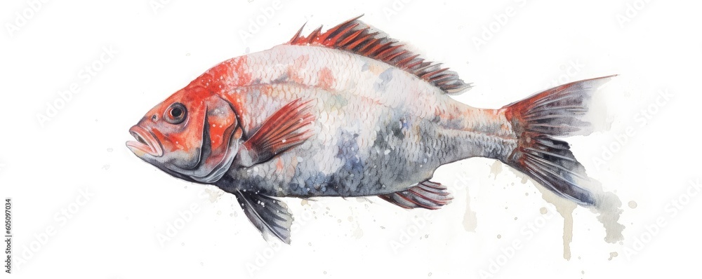 a Gyotaku fish print on rice paper, Abstract Horizontal background, and ...