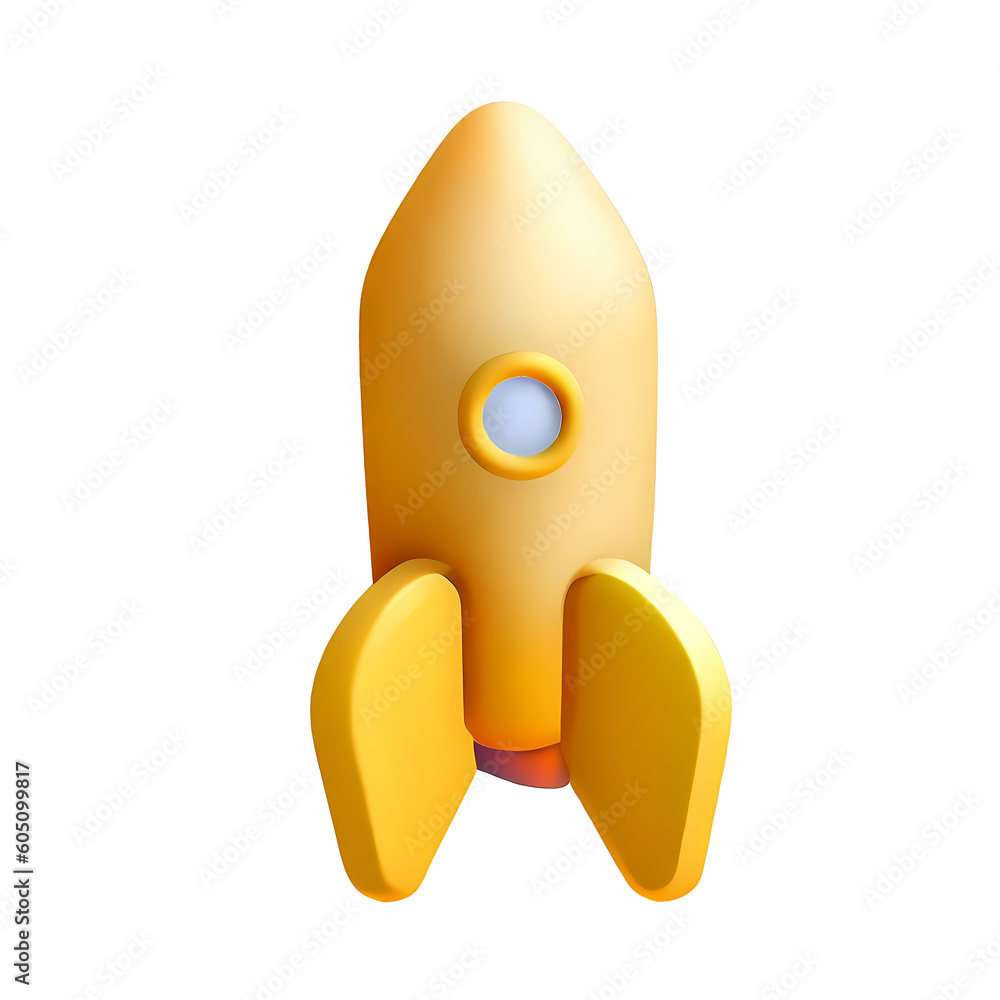 3d yellow rocket for application website ui. Realistic 3d high quality ...
