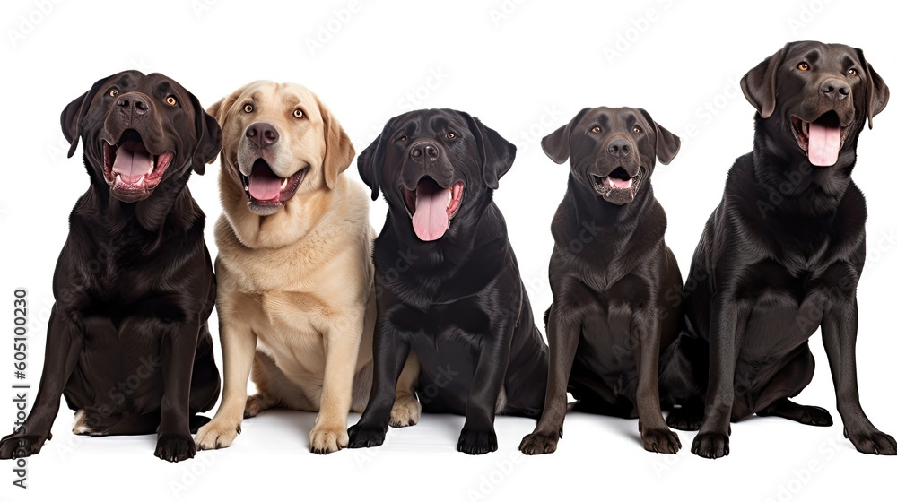 a group of Labrador retrievers, with happy dispositions, healthy ...