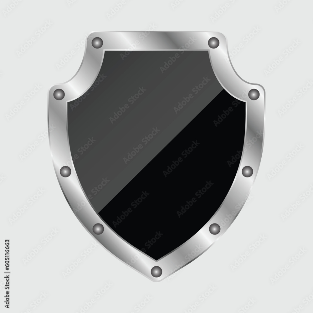 3D Shiny Shield Silver or Metallic Gradient Shape Vector, Shield Vector ...