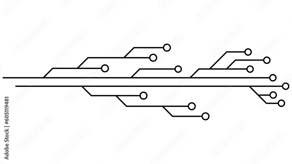 Printed circuit board PCB tracks isolated on white background ...