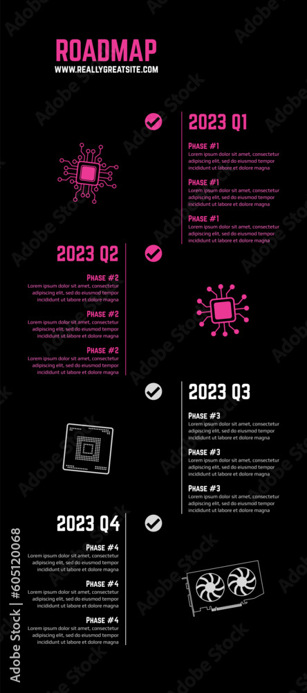 Poster Vertical quarterly roadmap with milestones and technical clipart ...