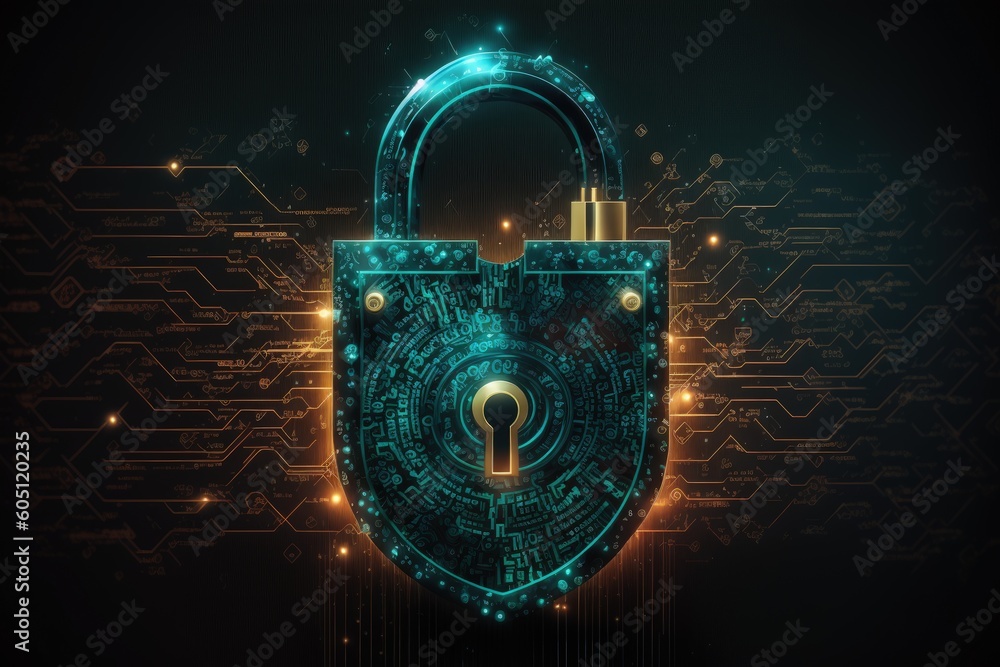 Cybersecurity Padlock, Digital Lock on Technology Network Data ...