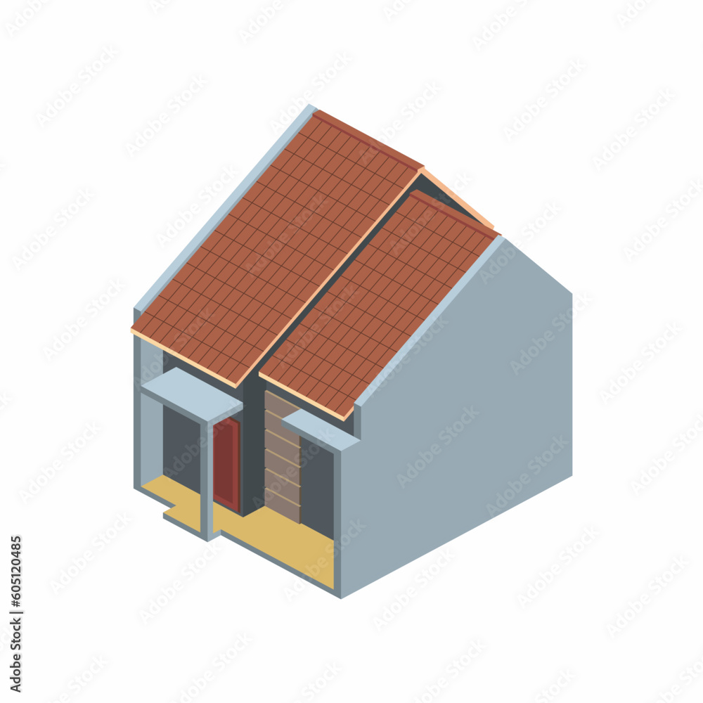 Tiny house isometric model. Vector illustration of building ...