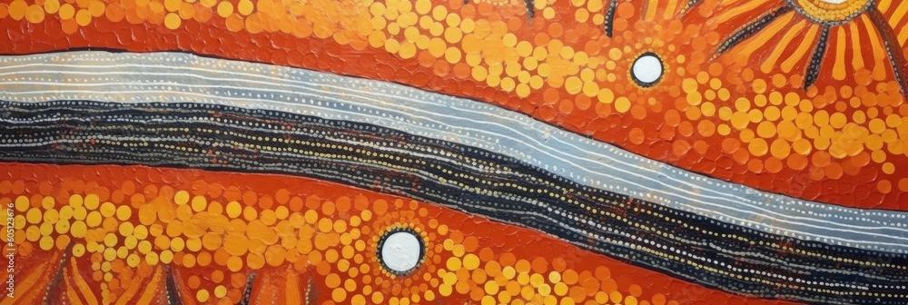 Abstract theme of Australian Indigenous Aboriginal art. Represent style and dot painting ...