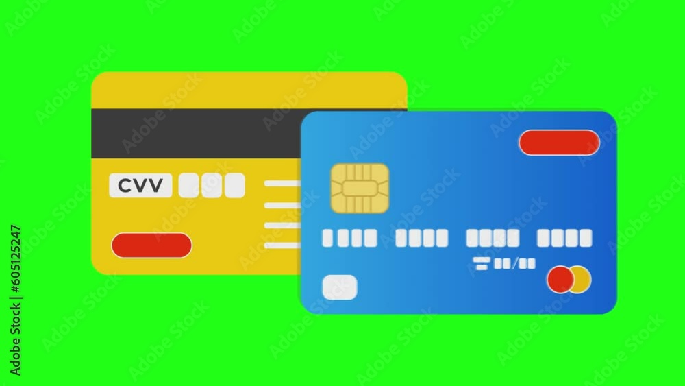 Credit Card animation with green screen background. Banking icon ...