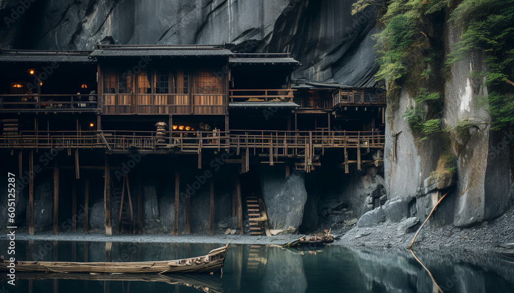 Discover a captivating scene where a majestic cliff meets an ...
