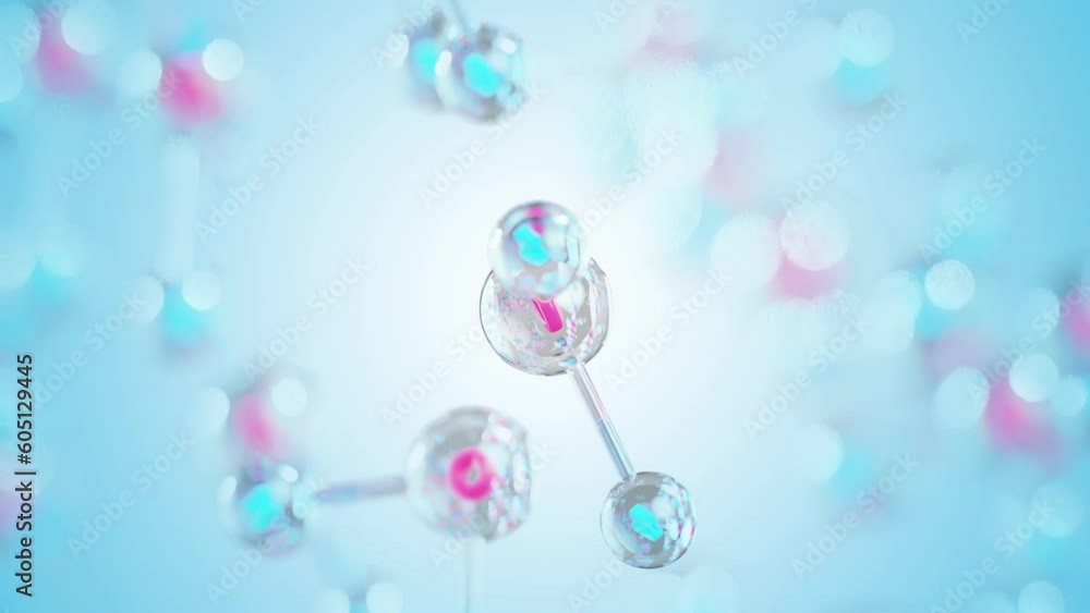 Video „Molecular chemical formula H2O. Water molecules pink blue color ...