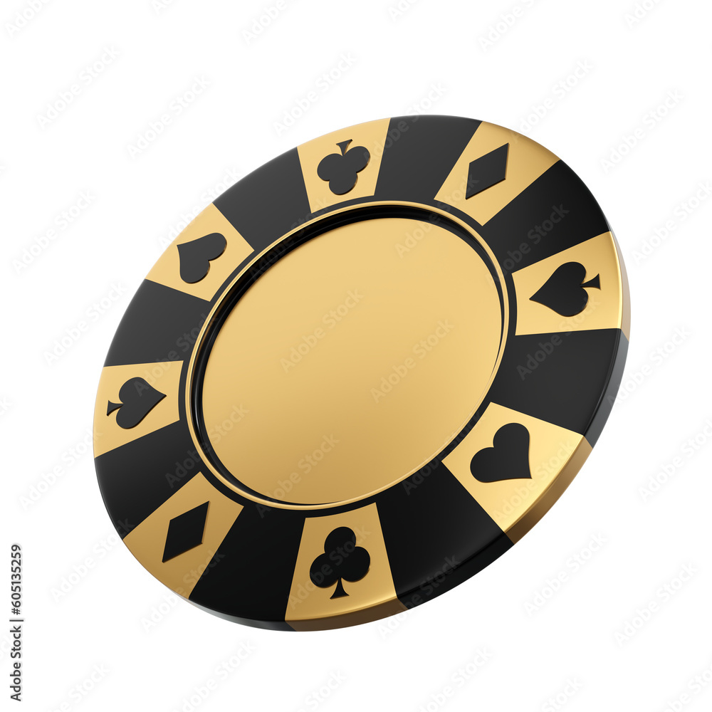 casino gamble poker chip isolated on white background. gold black ...