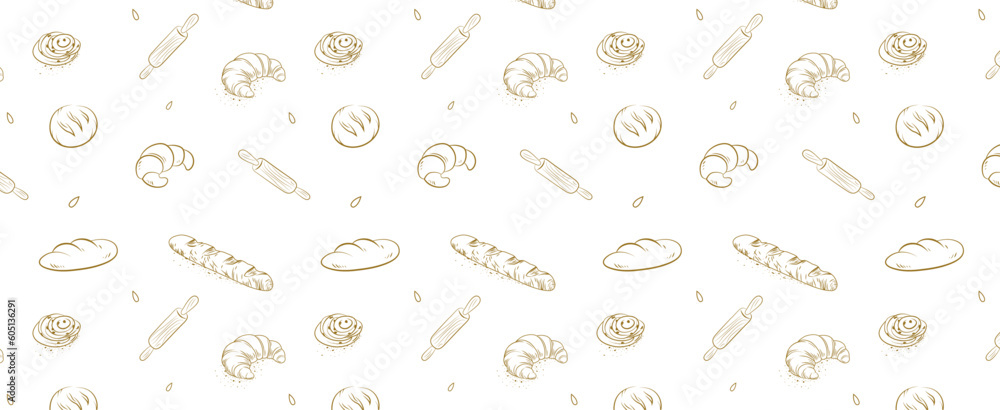 background with bread. Bread vector hand drawn set illustration in ...