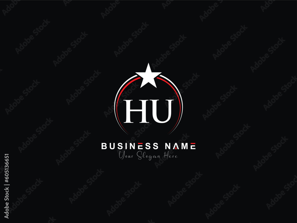 Letter Hu h&u logo vector, professional hu logo letter with star design ...