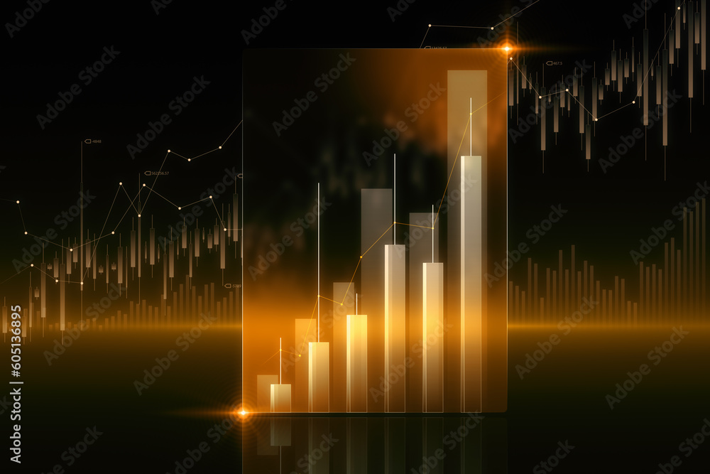 Financial data visualization with stock diagrams, statistic bars and ...