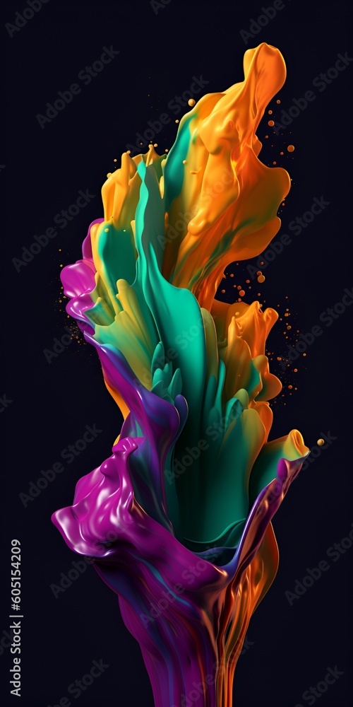 colorful mix featured splash of different colors, in layered organic ...