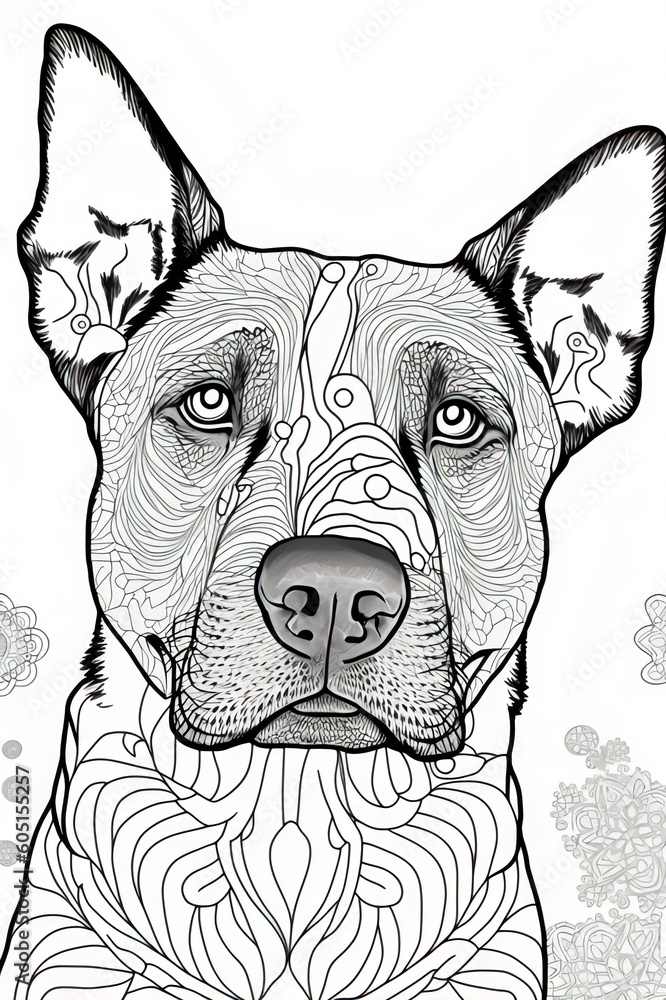 Patterned dog coloring page Stock Illustration | Adobe Stock