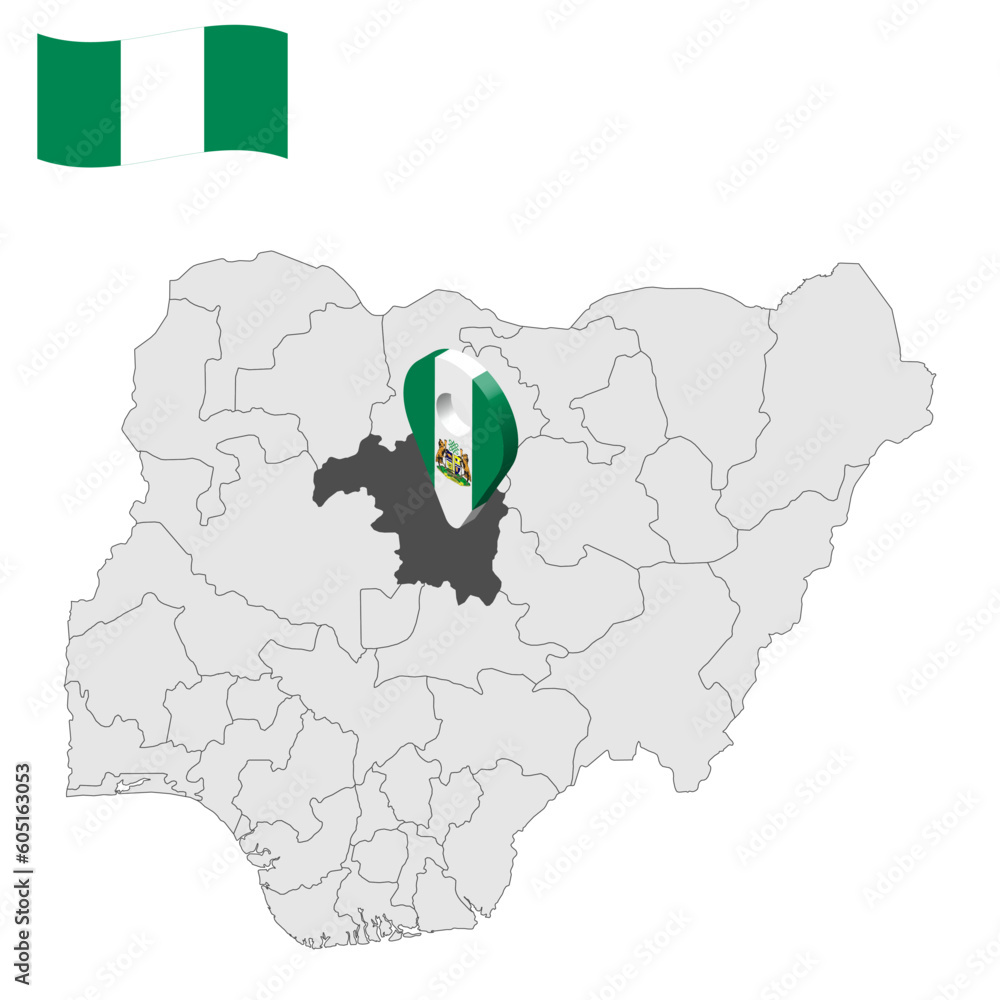 Location Kaduna State on map Nigeria. 3d Kaduna location sign. Flag of ...