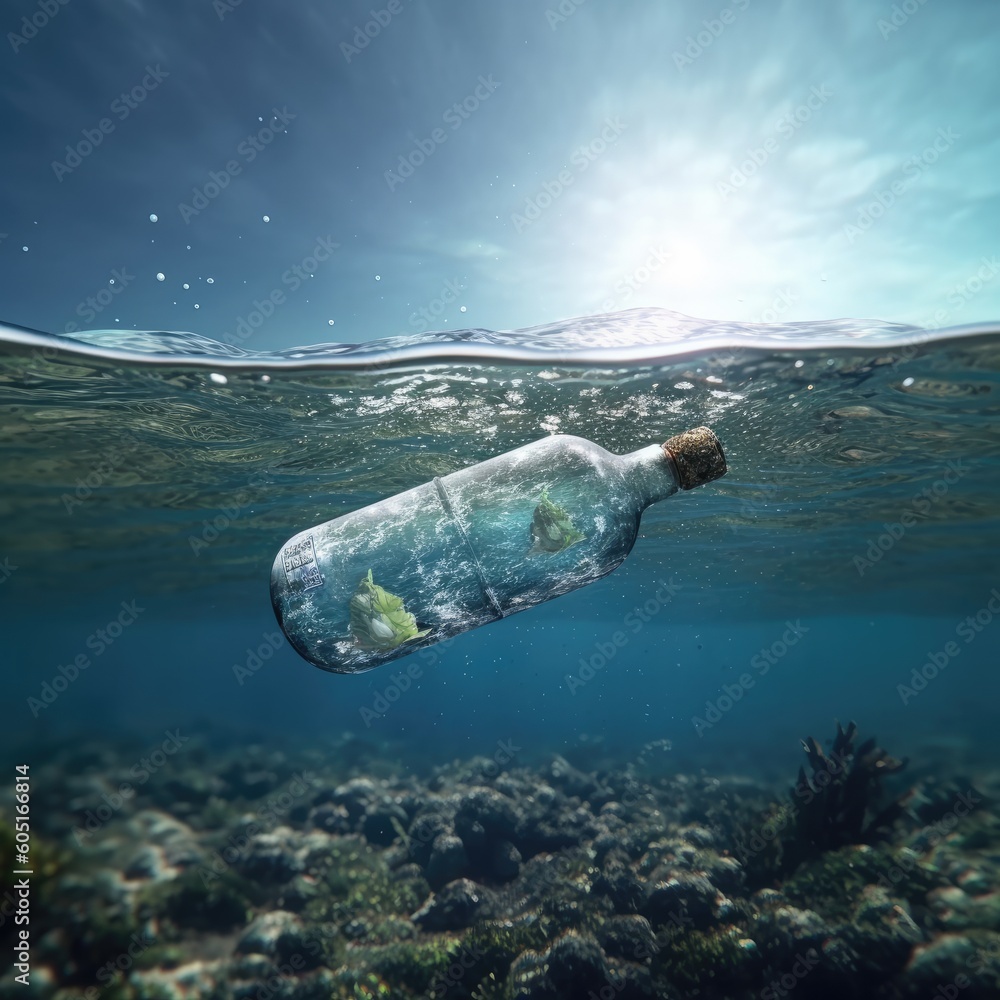 bottle, water, underwater, ocean, plastic bag, plastic, ocean ...