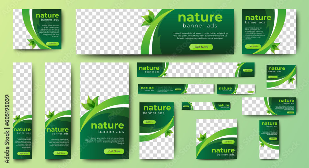 Nature banner design web template Set, Horizontal header web banner ...