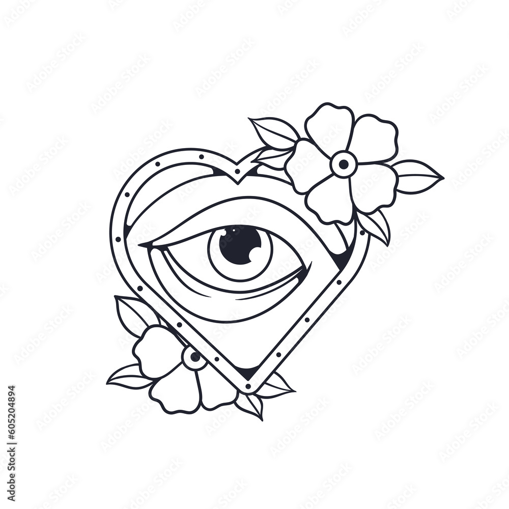Hand drawn illustration of divine sacred heart outline Stock Vector ...