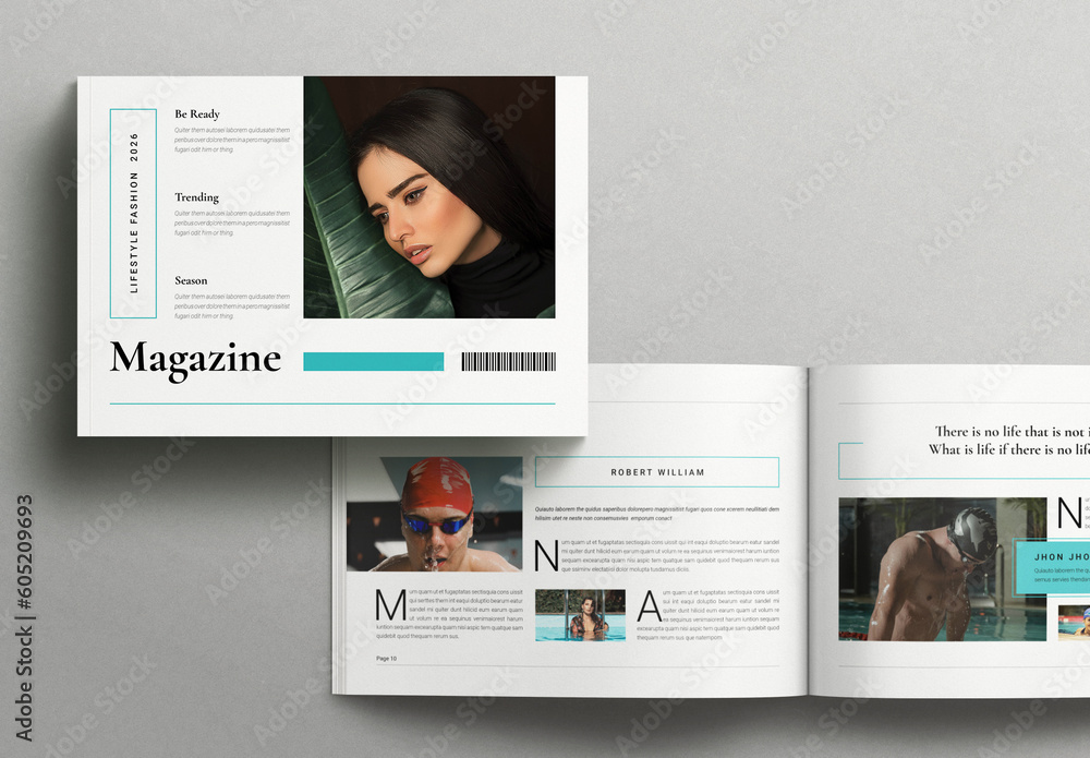 Lifestyle Magazine Layout Landscape Stock Template | Adobe Stock