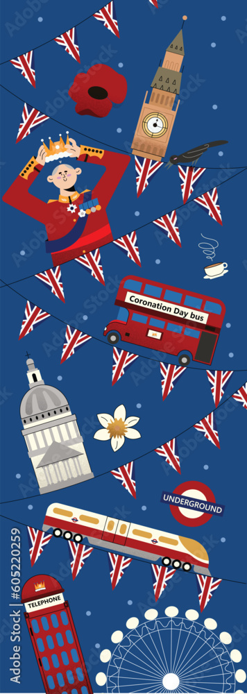 Sceptre coronation day celebration, UK Union Jack flag, background ...