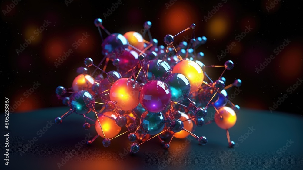 Hyper-Realistic 3D Render of an Amino Acid Molecule Floating in Starry ...