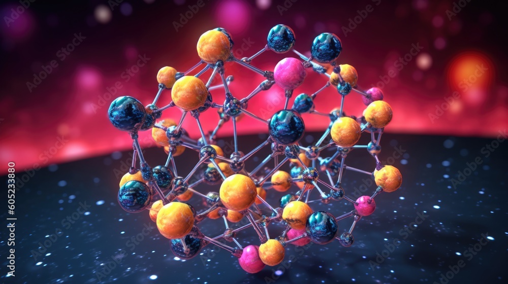 Hyper-Realistic 3D Render of an Amino Acid Molecule Floating in Starry ...