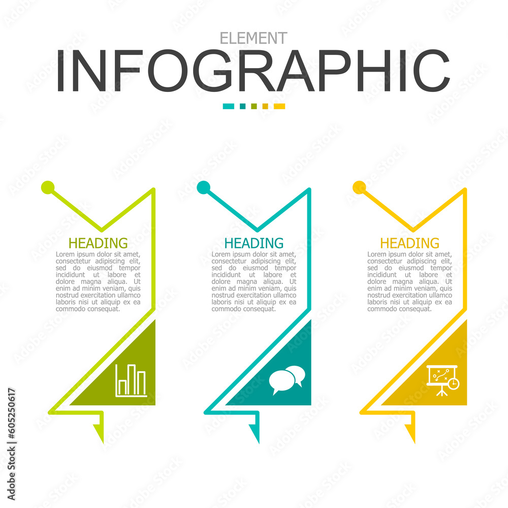 vector infographic arrow and triangle formed by arrow line elements template block. used for ...