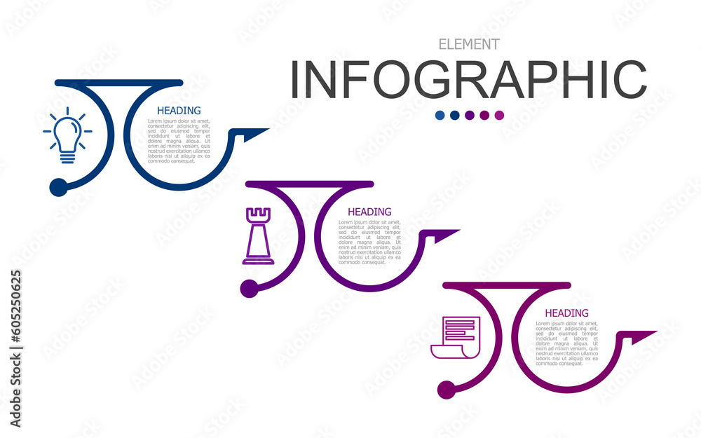 vector infographic double circle formed by arrow line elements template block. used for process ...