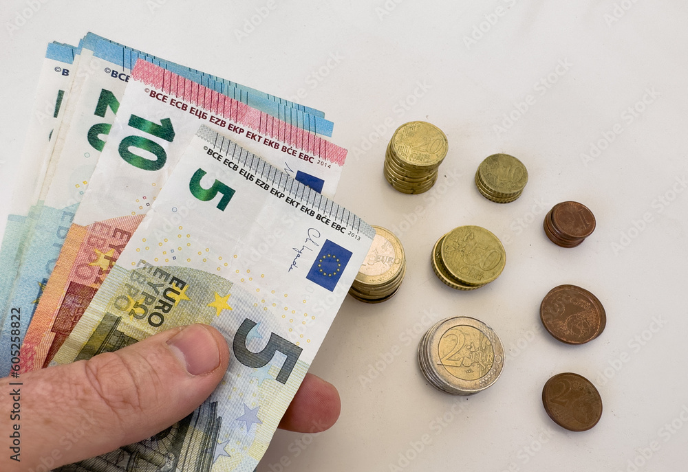 Euro banknotes on hand. Euro Money and cash background. Euro Money ...