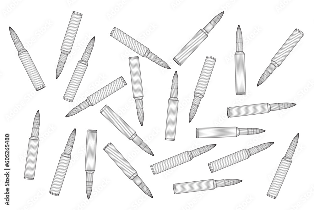 Black bullet with polygon line on abstract background. Polygonal space ...