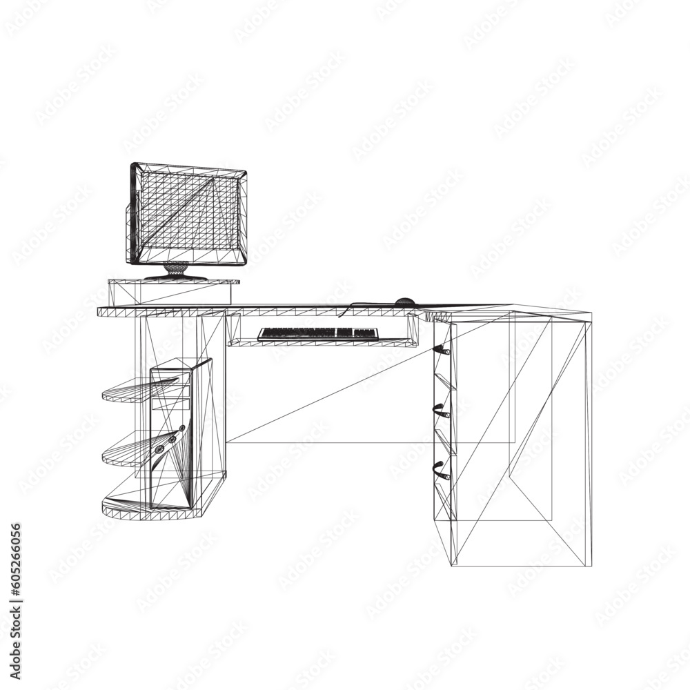 Line drawing of retro old classic personal computer processor unit ...