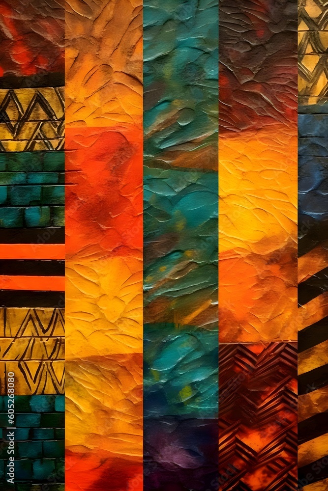Abstract painting concept. Colorful African tile texture background ...