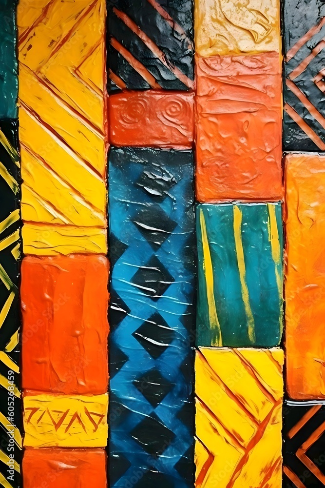 Abstract painting concept. Colorful African tile texture background ...