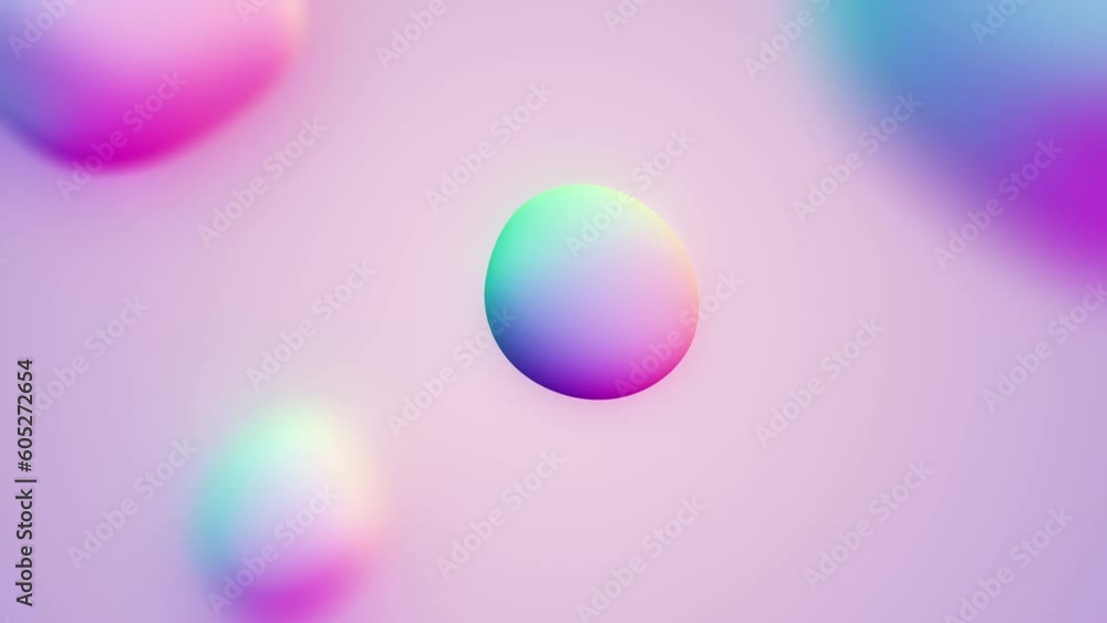 Vidéo Stock Futuristic 3D render of morph sphere shapes in holographic gradient with depth of ...