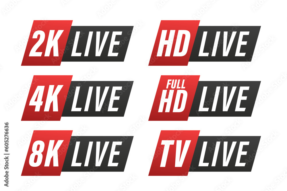 Screen resolution icons. Video quality symbol. HD, Full HD, 2K, 4K, 8K ... Screen resolution icons. Video quality symbol. HD, Full HD, 2K, 4K, 8K ...