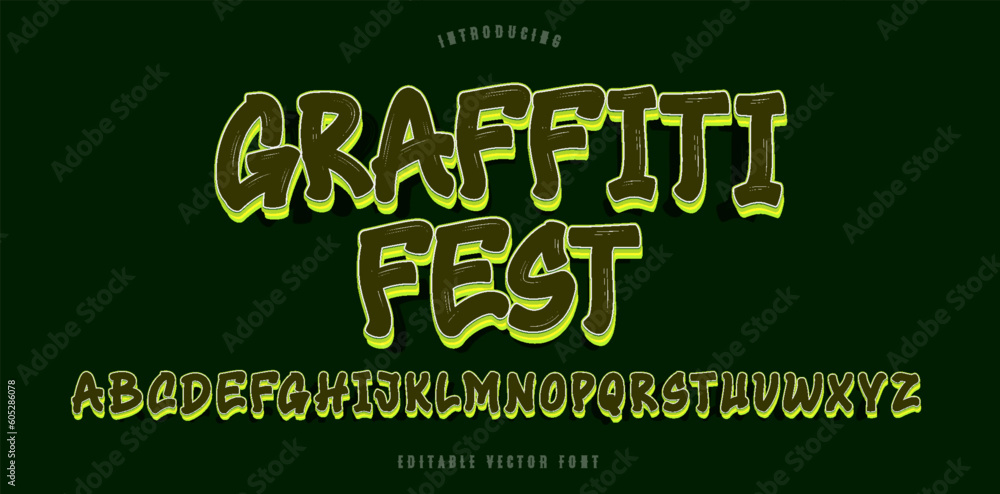 Vetor de Graffiti grunge style type font. Set of rock'n roll and punk ...