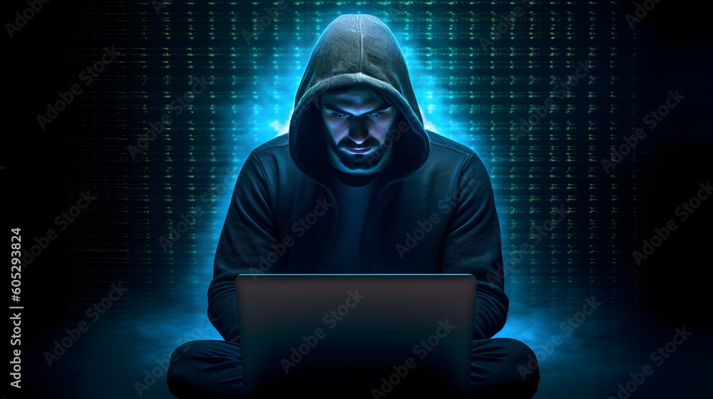 Internet privacy theft lurking in background. Anonymous hacker ...