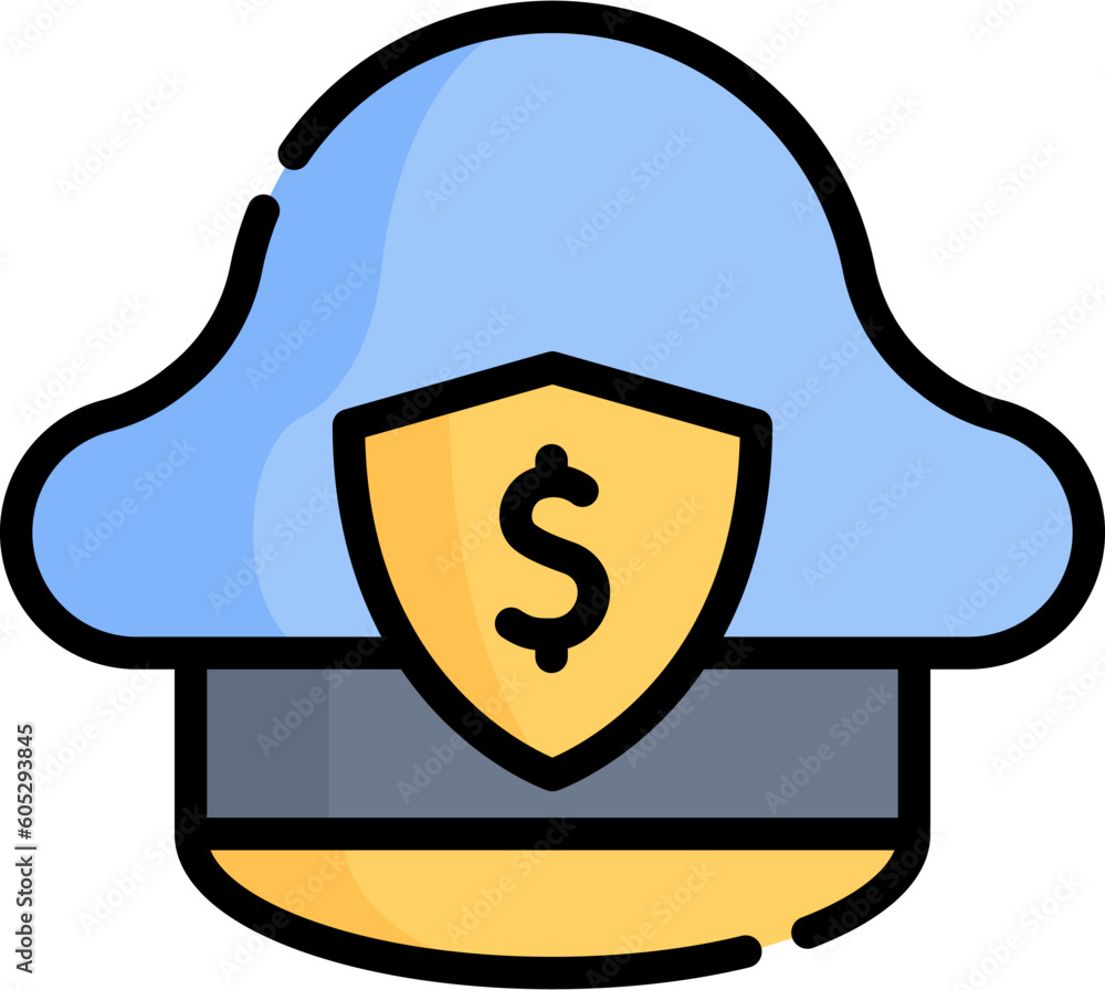 Police Cap Icon. Police Cap Vector illustration isolated on transparent ...