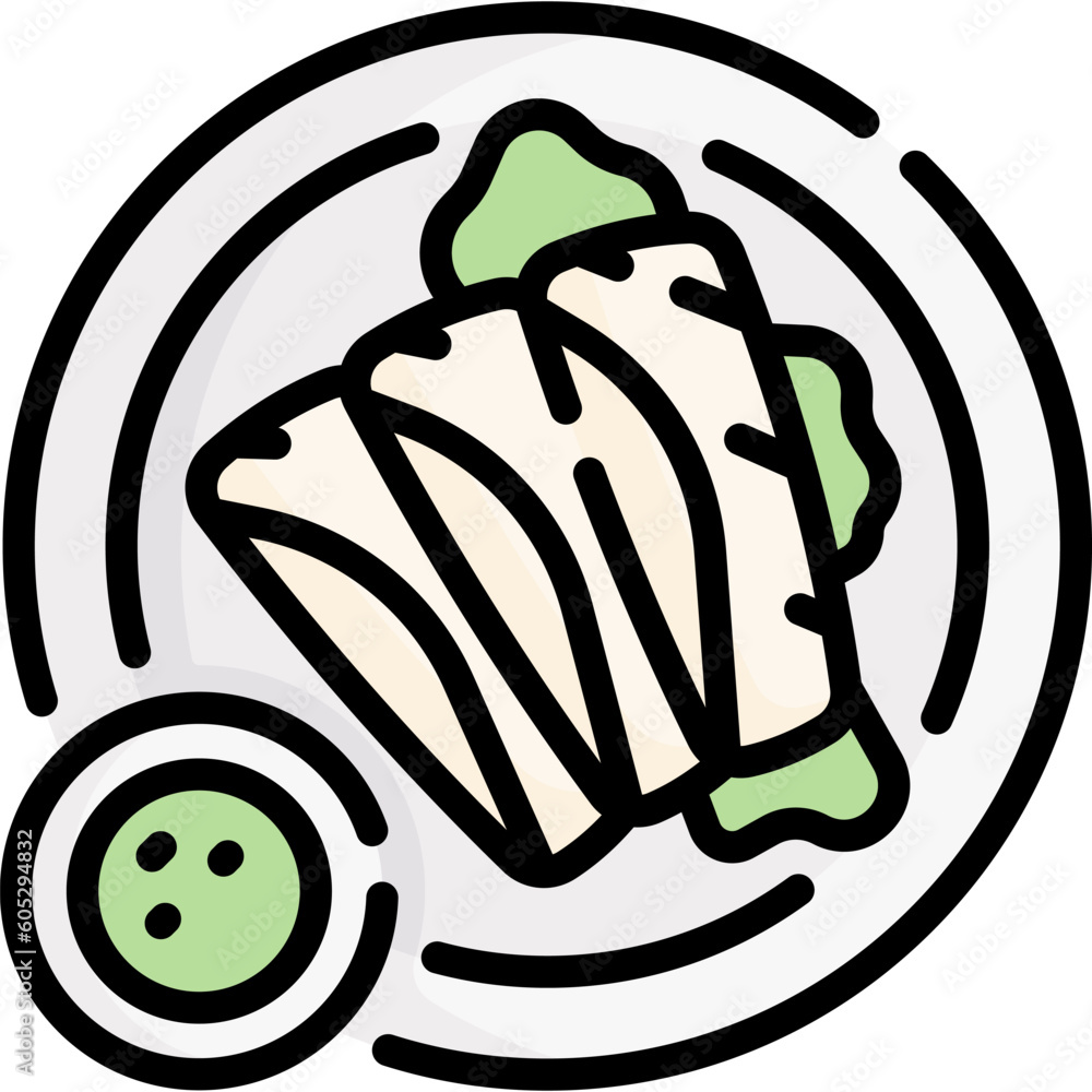 Popiah Icon. Popiah Vector illustration isolated on transparent ...