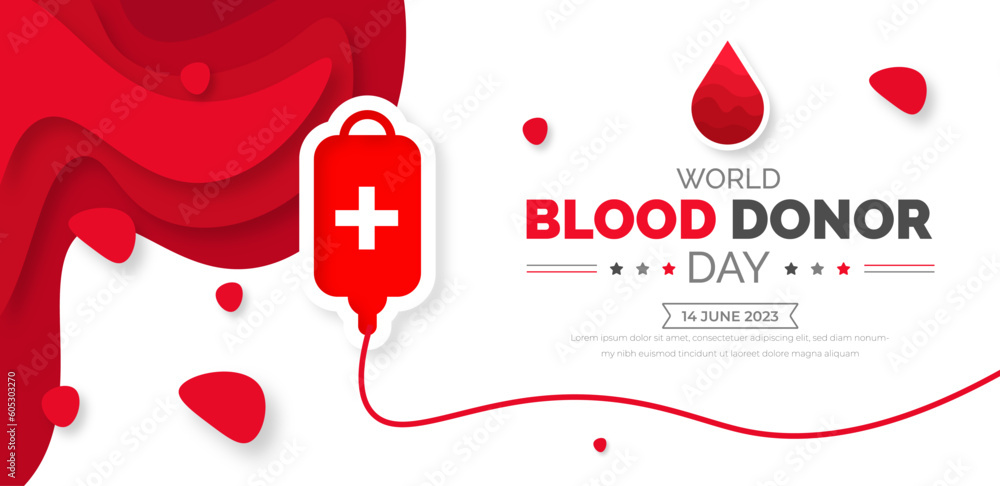 World Blood Donor Day background or banner design template. typography ...